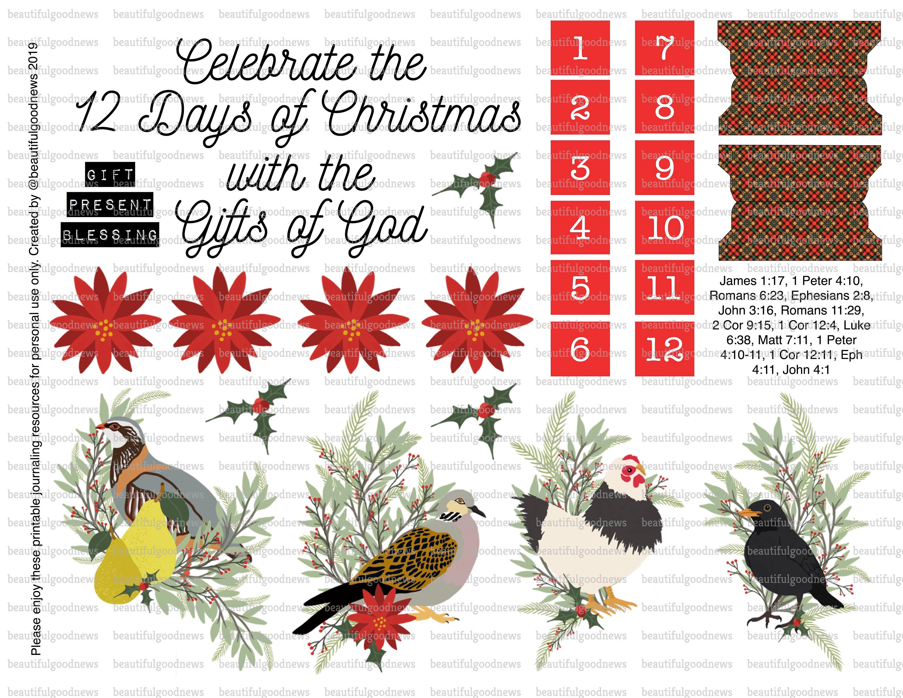 12 Days of Christmas Beautifulgoodnews Bible Journaling | Etsy