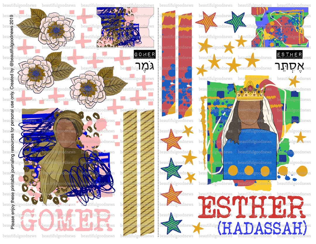 Women of the Bible Minis 11, Gomer and Esther, Beautifulgoodnews, Bible Journaling, Traceable ...