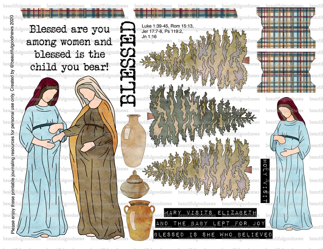Mary Visits Elizabeth, Christmas, Beautifulgoodnews, Bible Journaling ...