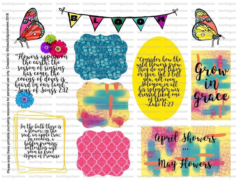 Spring Flowers Faith Blooms Grow in Grace Bible Journaling - Etsy