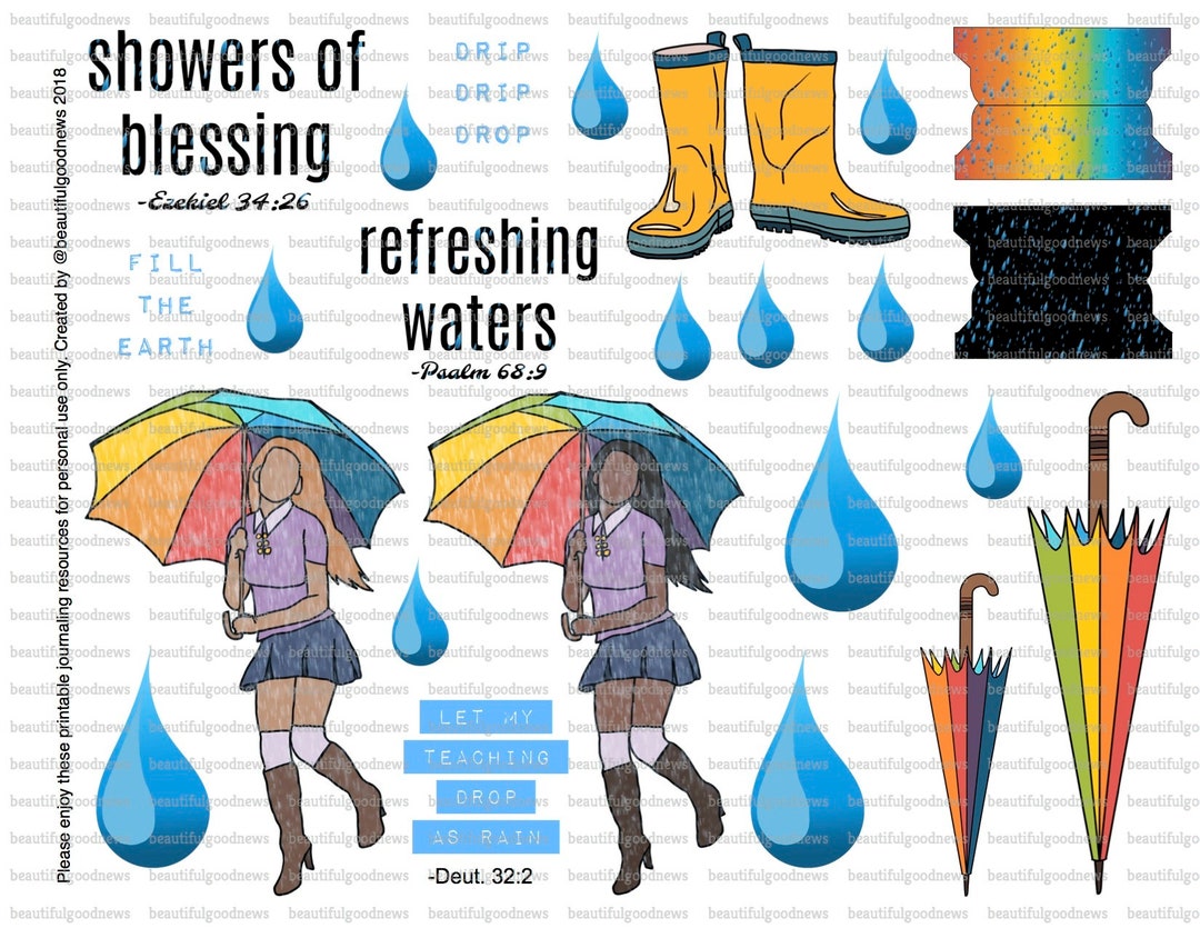Showers of Blessing, Bible Journaling, Traceable, Printable, Faith ...