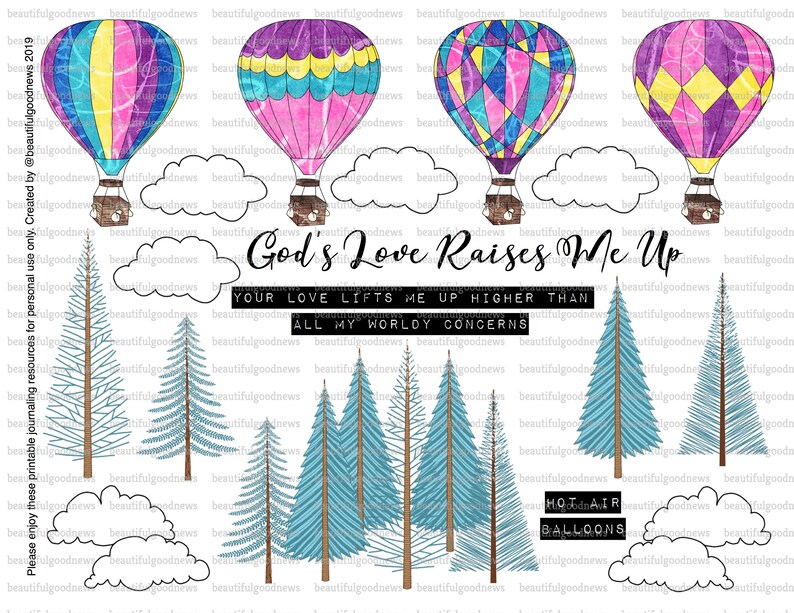 Pink Hot Air Balloons Beautifulgoodnews Bible Journaling - Etsy