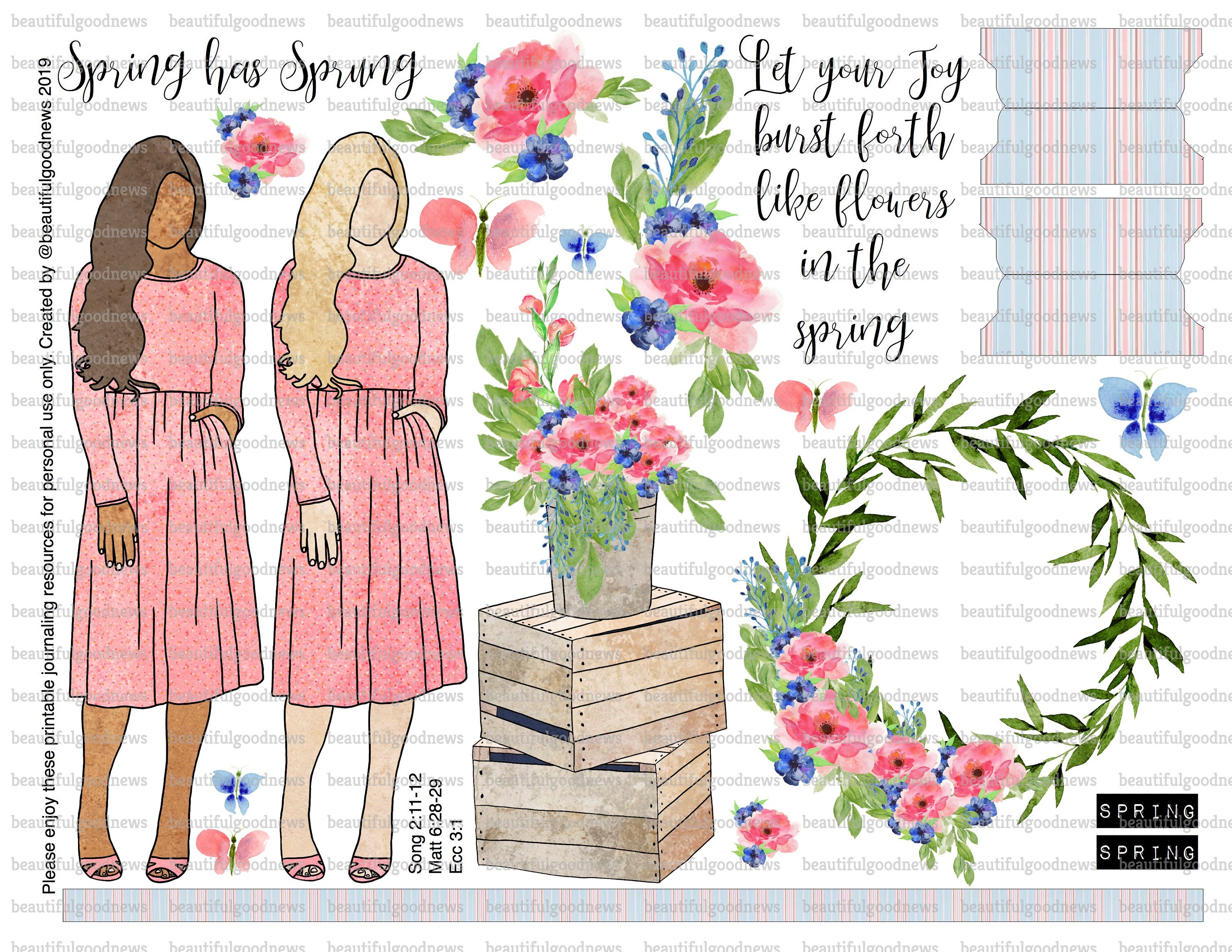 Spring beautifulgoodnews bible journaling traceable | Etsy