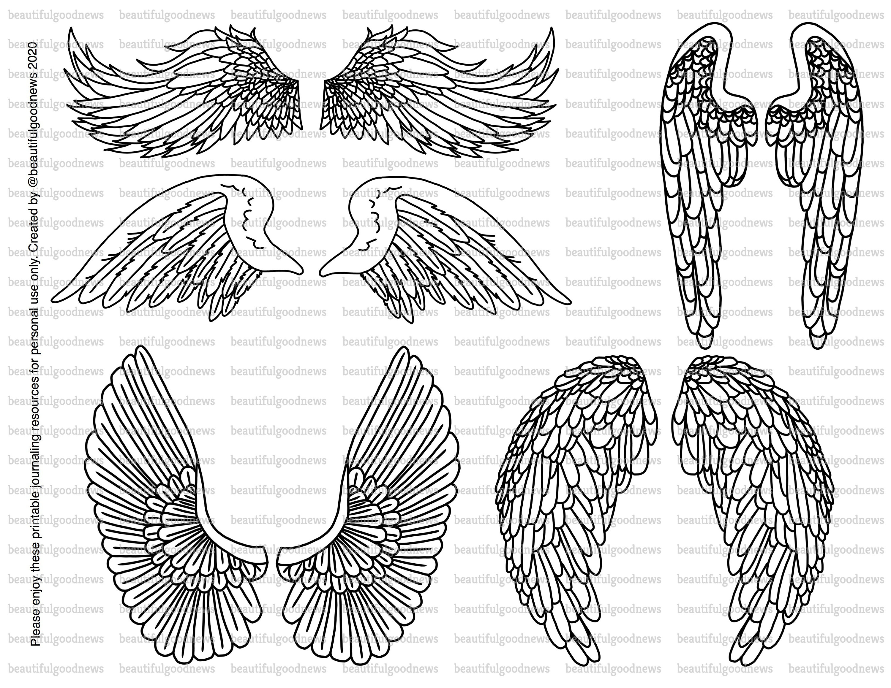 Angel Wings beautifulgoodnews bible journaling traceable | Etsy