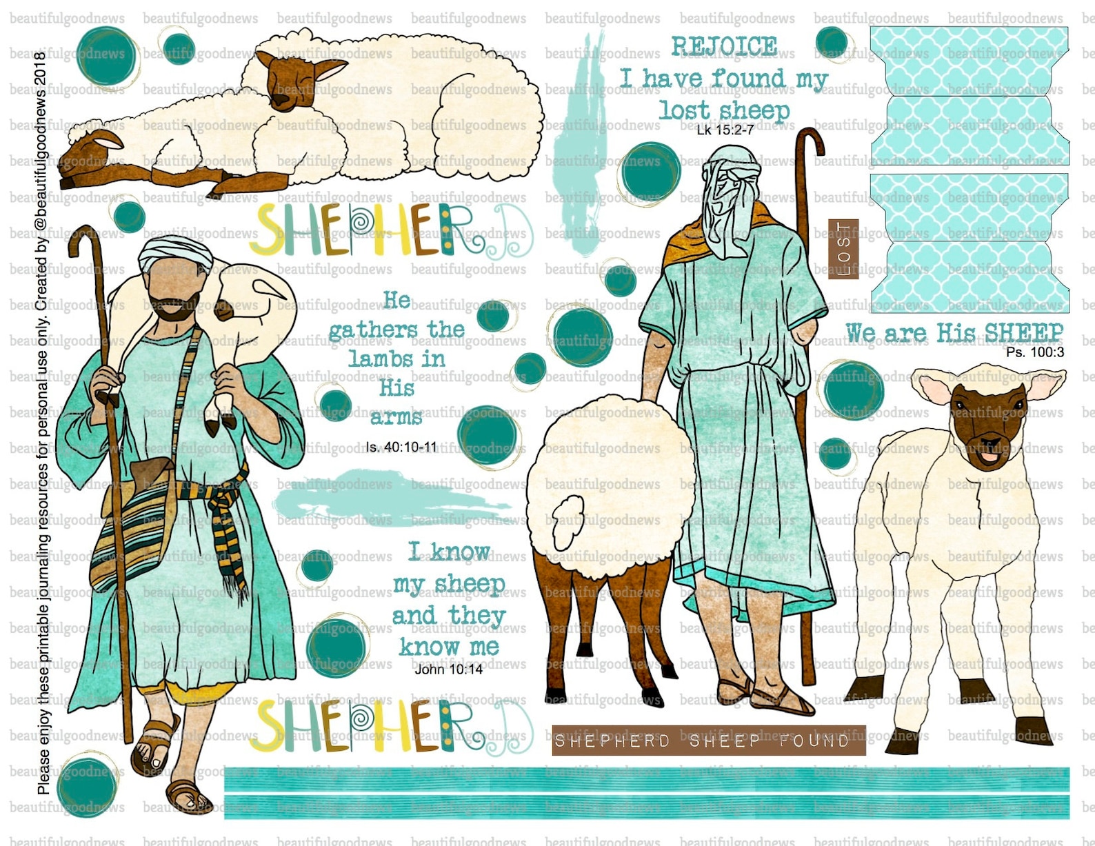His Sheep, Good Shepherd, Bible Journaling, Traceable, Printable, Faith ...