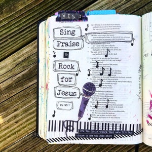 Rock for Jesus, Make Music, Sing Praise, Bible Journaling, Traceable ...