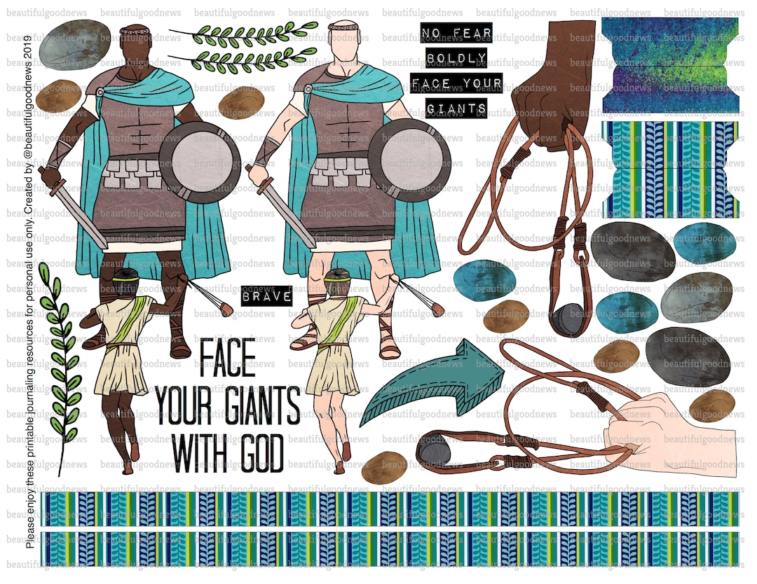 David and Goliath, Stones, Bible Journaling, Traceable, Printable ...