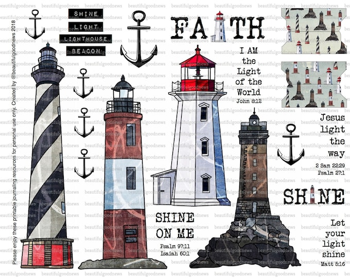 Lighthouse, Bible Journaling, Traceable, Printable, Faith, Christian ...