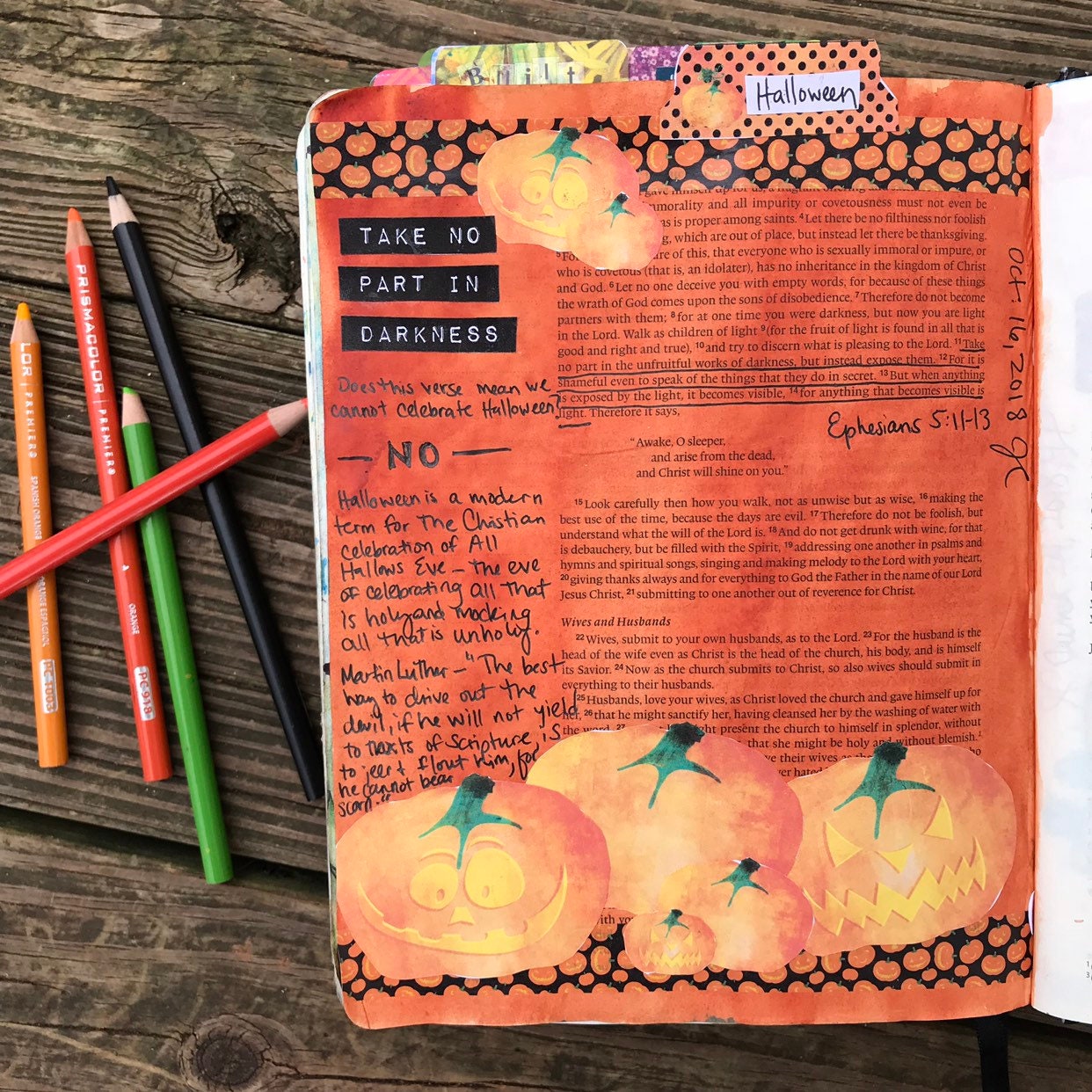 No Darkness Halloween Pumpkin Jack-o-lantern Spider Bible | Etsy