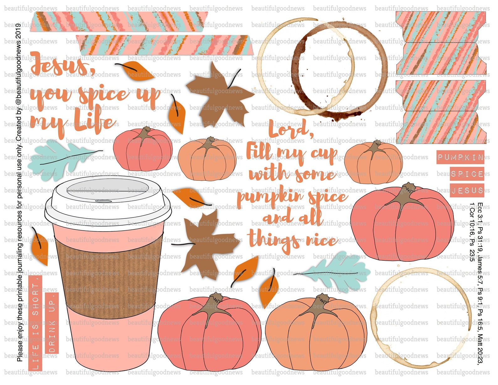 Pumpkin Spice Fall Theme Beautifulgoodnews Bible - Etsy