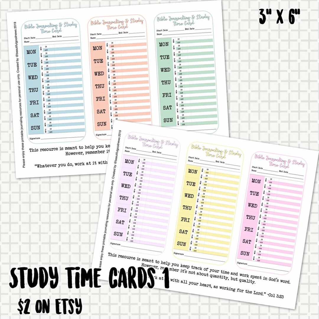 Study Time Cards 1, Beautifulgoodnews, Bible Journaling, Bible Study ...