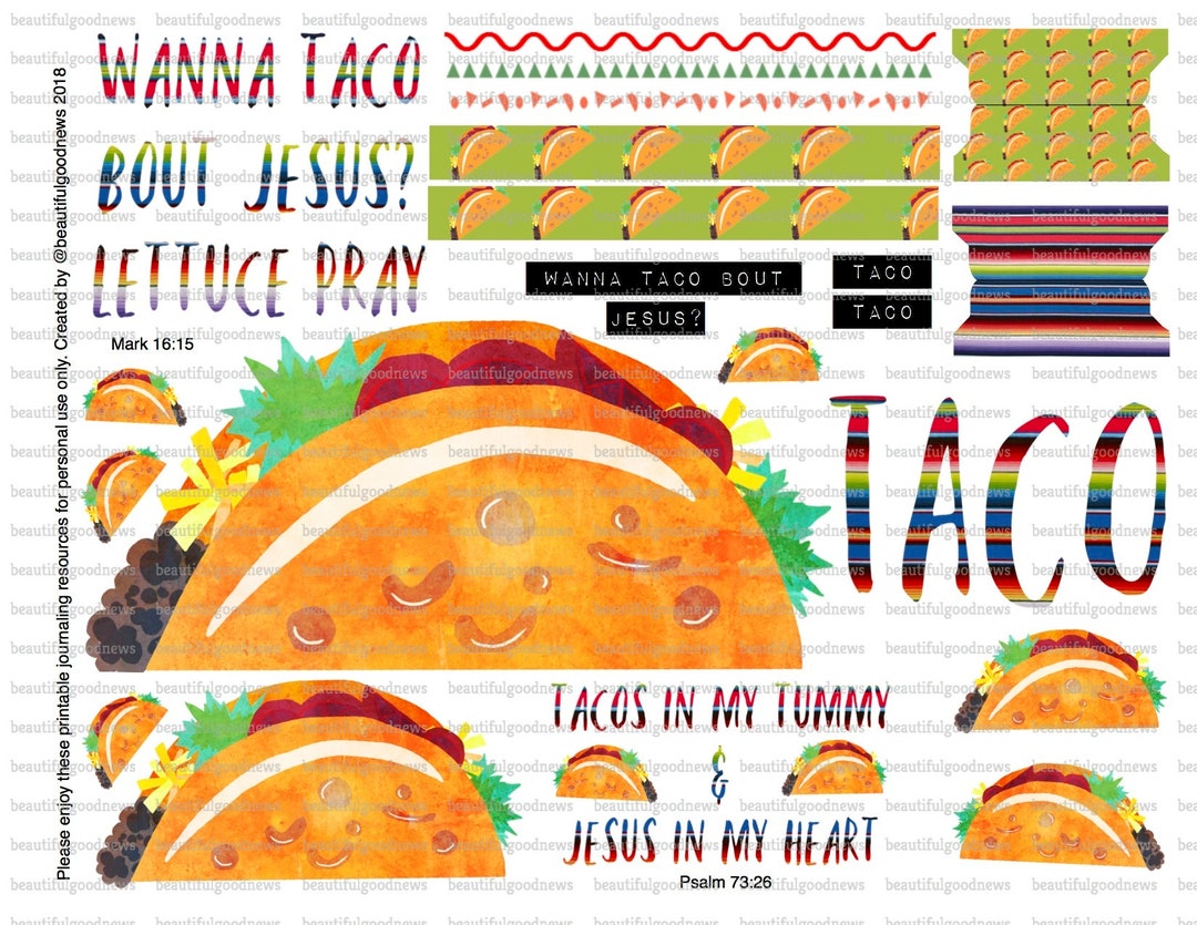 Taco Bout Jesus, Taco, Bible Journaling, Traceable, Printable, Faith ...