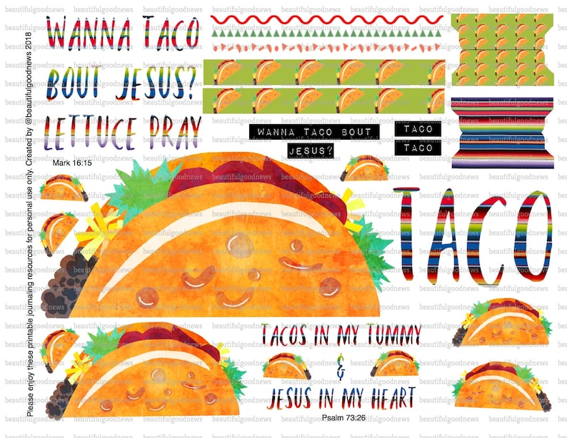 Taco Bout Jesus, Taco, Bible Journaling, Traceable, Printable, Faith ...