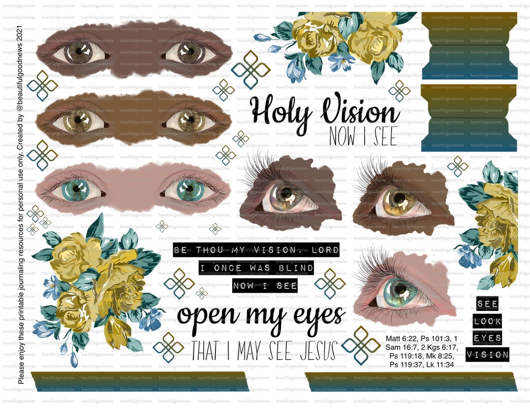 Beautiful Eyes, Holy Vision, Now I See, Bible Journaling, Traceable ...