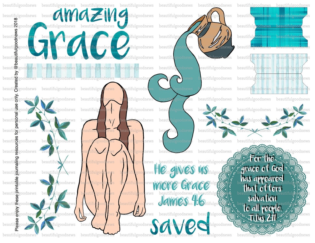 Amazing Grace, Bible Journaling, Traceable, Printable, Faith, Christian ...