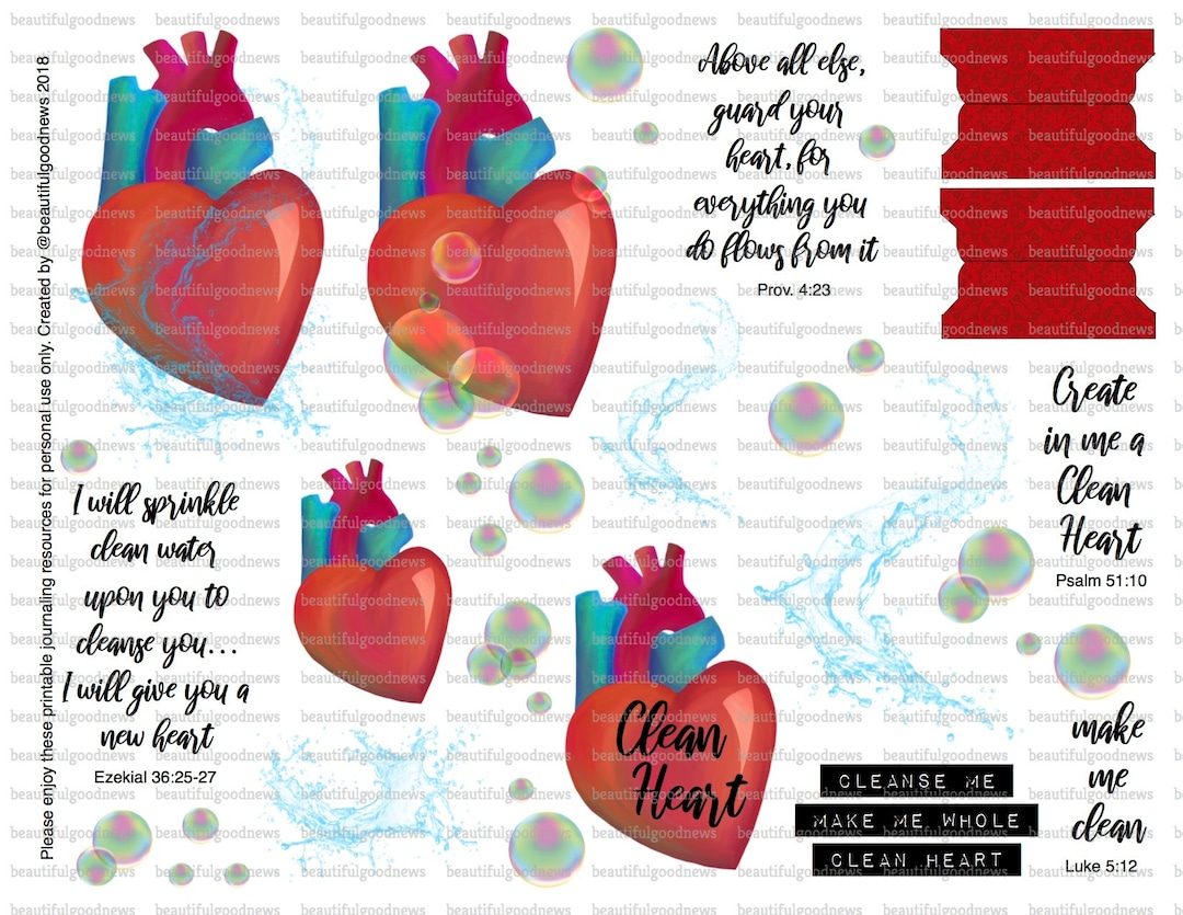 Clean Heart, Beautifulgoodnews, Bible Journaling, Traceable, Printable ...
