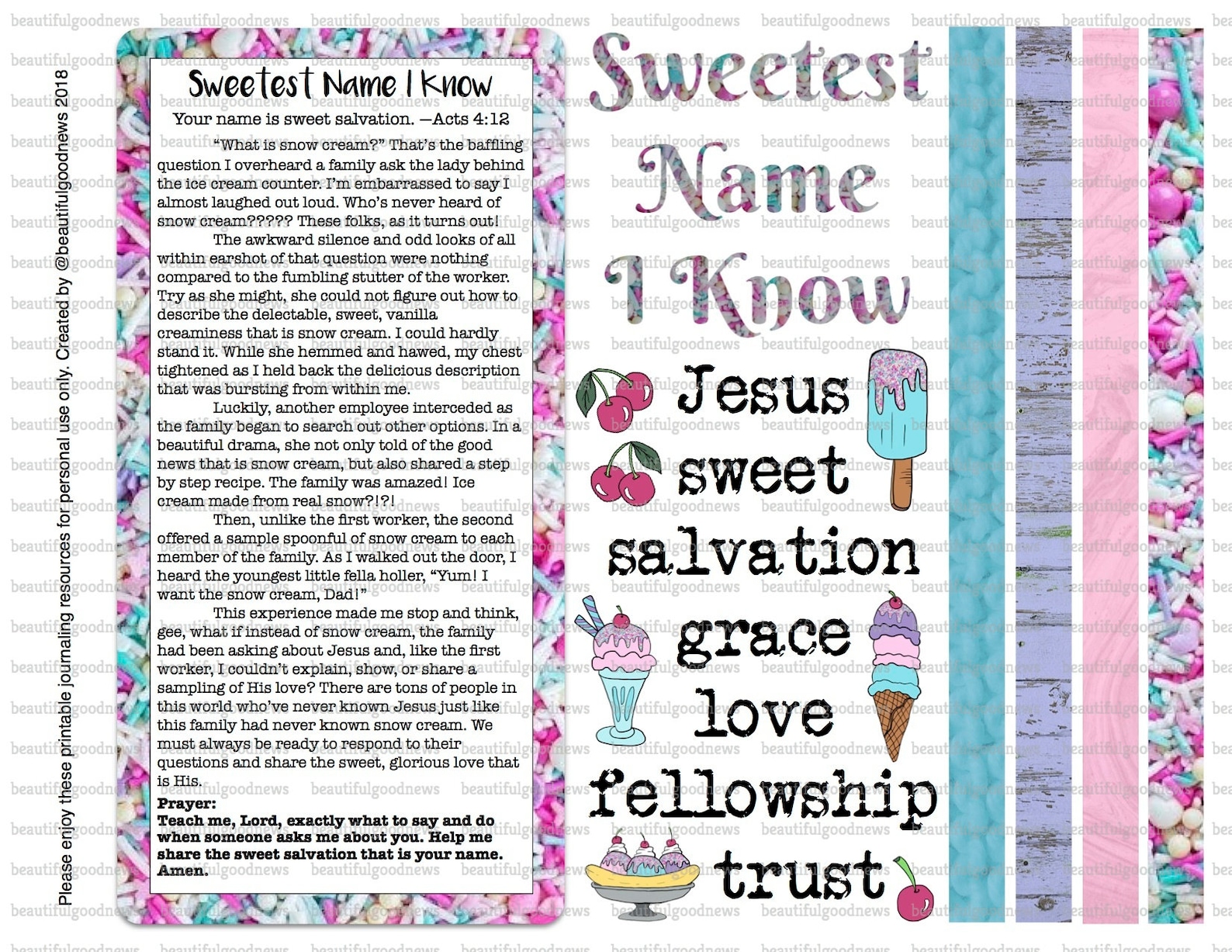 The Sweetest Name, Jesus, Ice Cream, Bible Journaling, Traceable ...