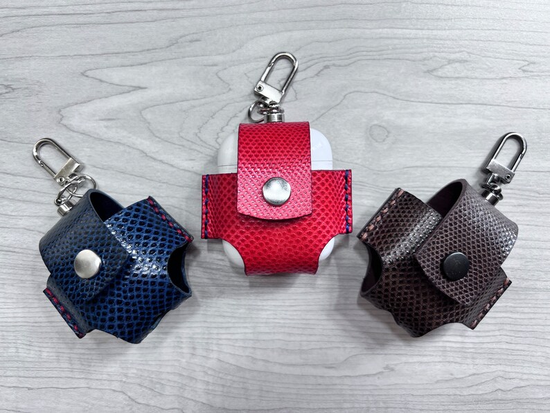 Real Water Snake Leather Case for Apple Airpods 1&2 With a Keychain ...