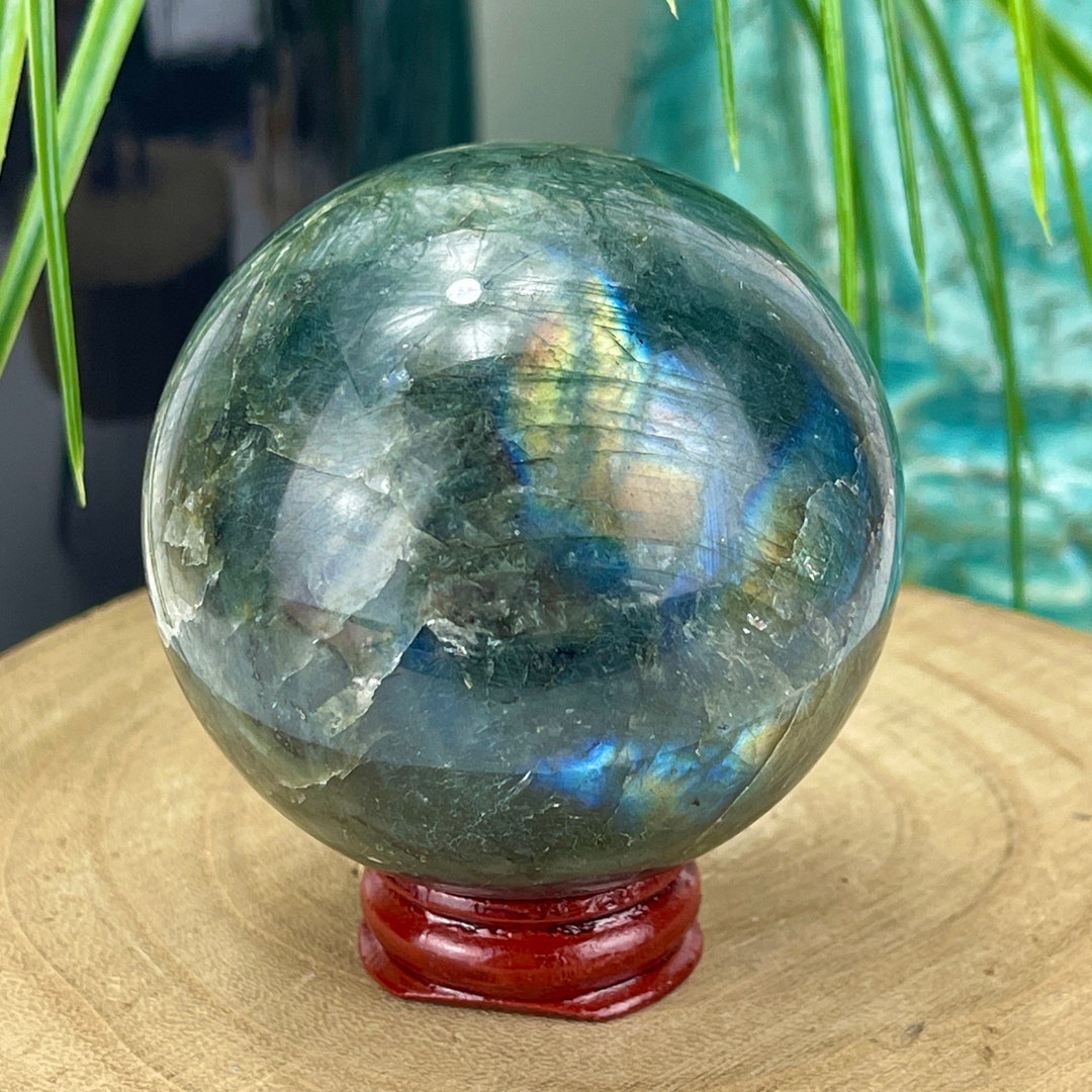 High Quality Labradorite Sphere Stand Included, Flashy Labradorite ...