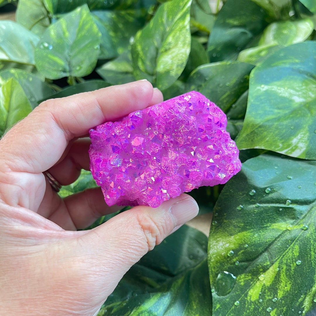 Pink Aura Quartz Cluster, Fuchsia Aura Quartz Cluster, Bright Pink Aura ...