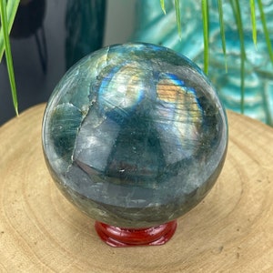 High Quality Labradorite Sphere Stand Included, Flashy Labradorite ...