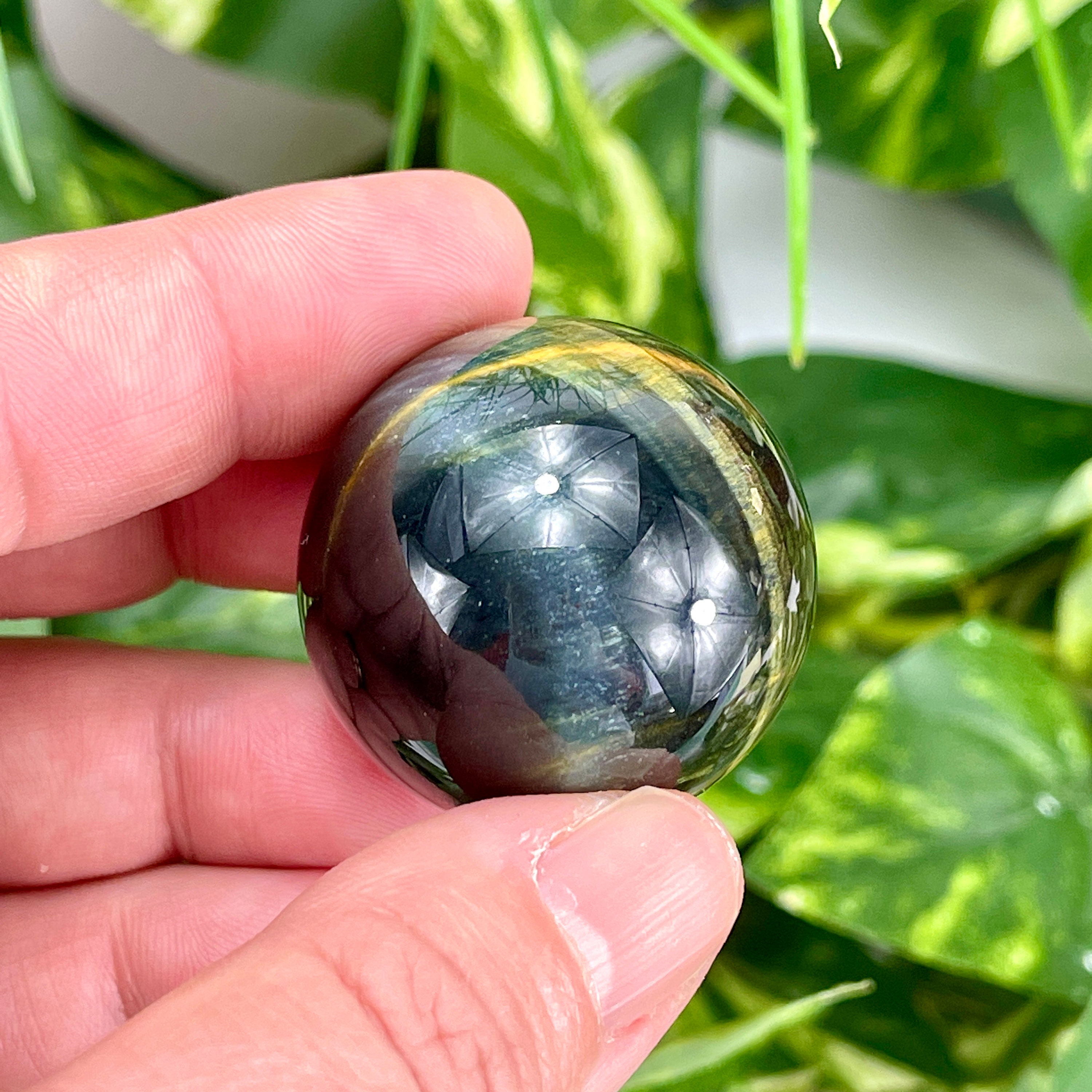 Blue Tigers Eye Spheres - Stand Included, Hawk Eye Stone, Crystal ...