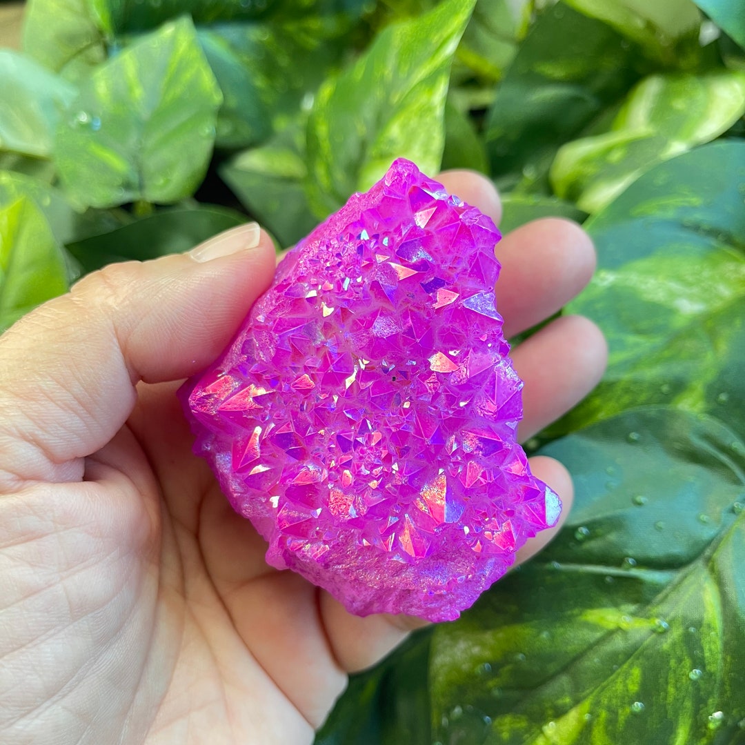 Pink Aura Quartz Cluster, Fuchsia Aura Quartz Cluster, Bright Pink Aura ...