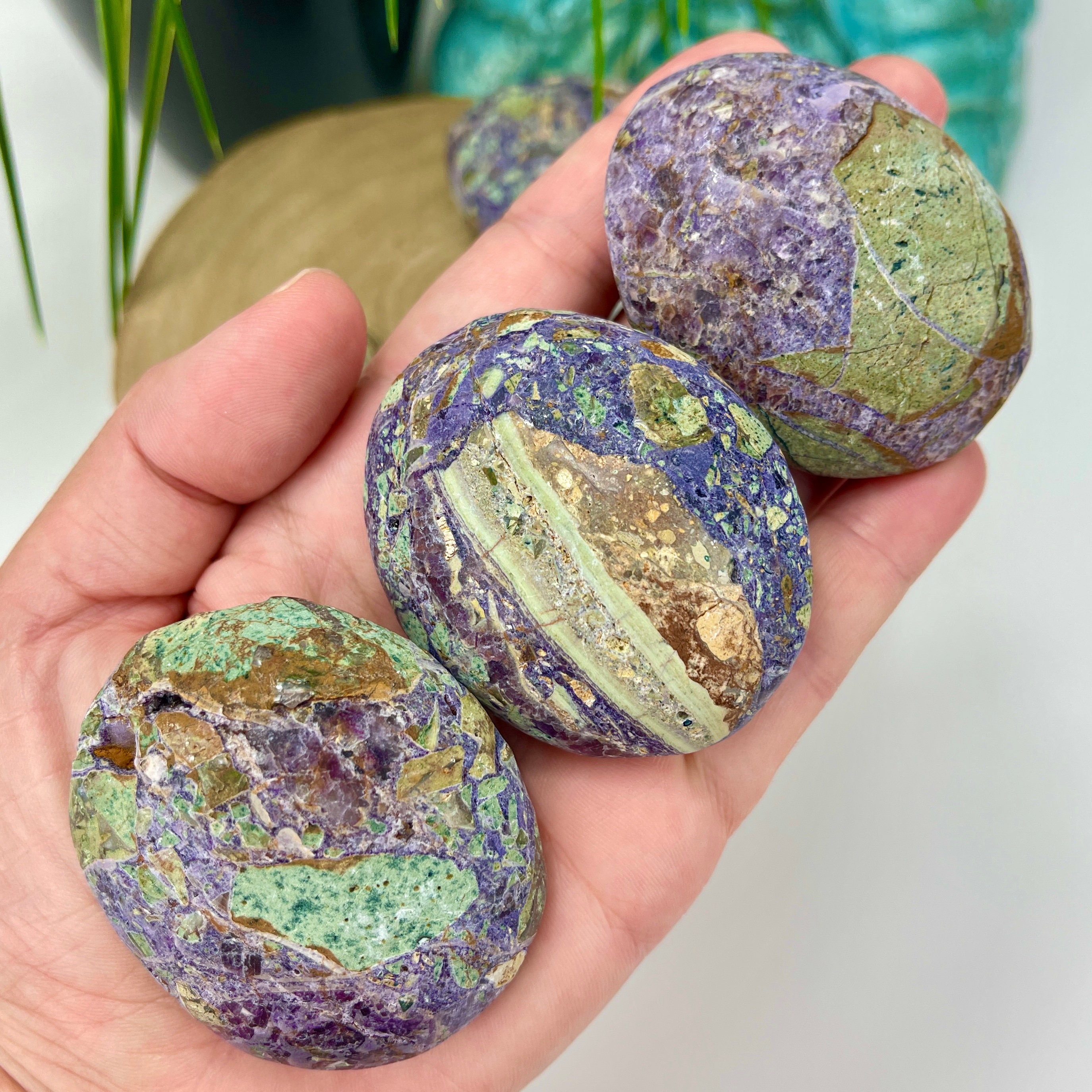 Purple Brecciated Jasper Palmstones, Jasper Crystal Palm Stones, Jasper ...