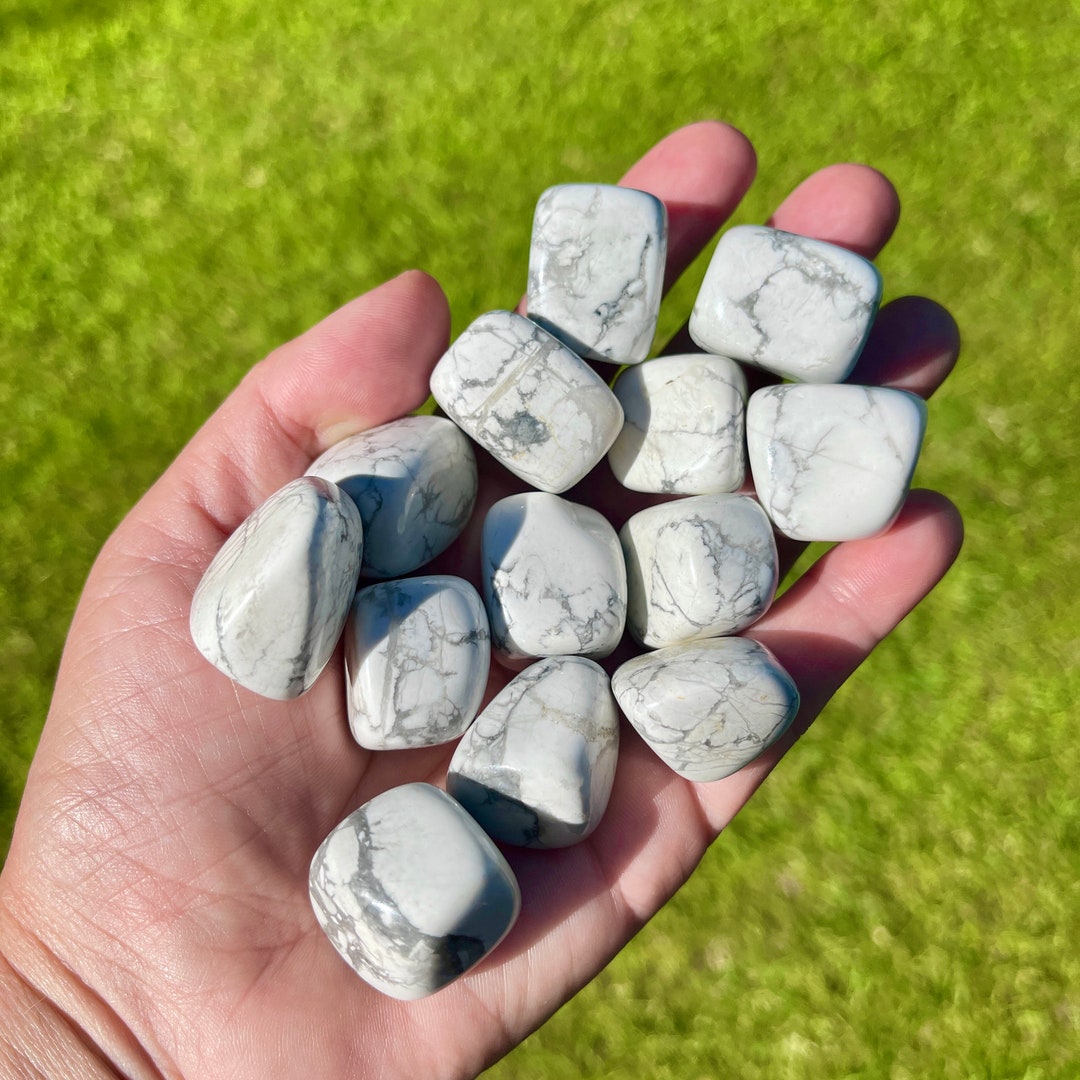 White Howlite Tumbled Stones, Worry Stones, Pocket Stones, Crystal ...