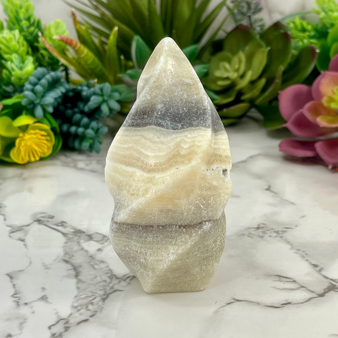 3.75" Zebra Calcite Flame, Zebra Calcite Freeform, Phantom Calcite ...