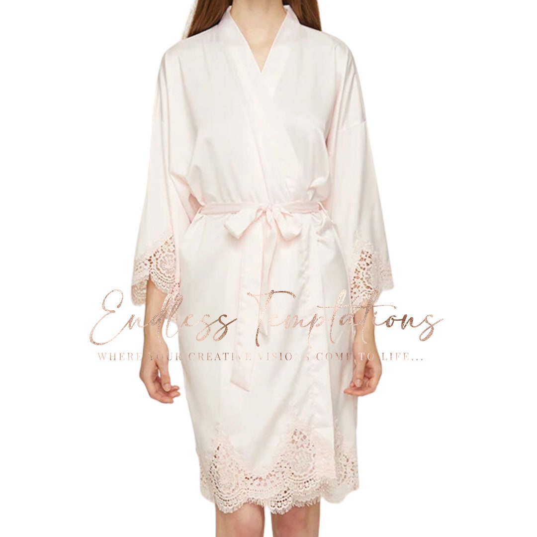 Satin Lace Trimmed Robe / Bride / Bridesmaids/ Gift / Bridal / Bridal ...