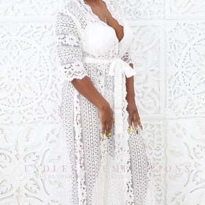 Bella Full Length Lace Bridal Robe Bridesmaid Robes Robe - Etsy