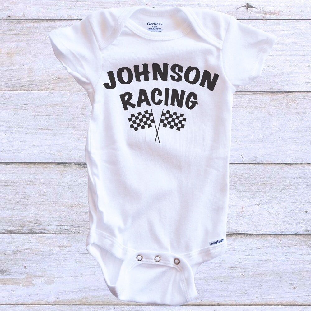 Personalized Checkered Flag Racing Bodysuit - Custom Favorite Driver ...