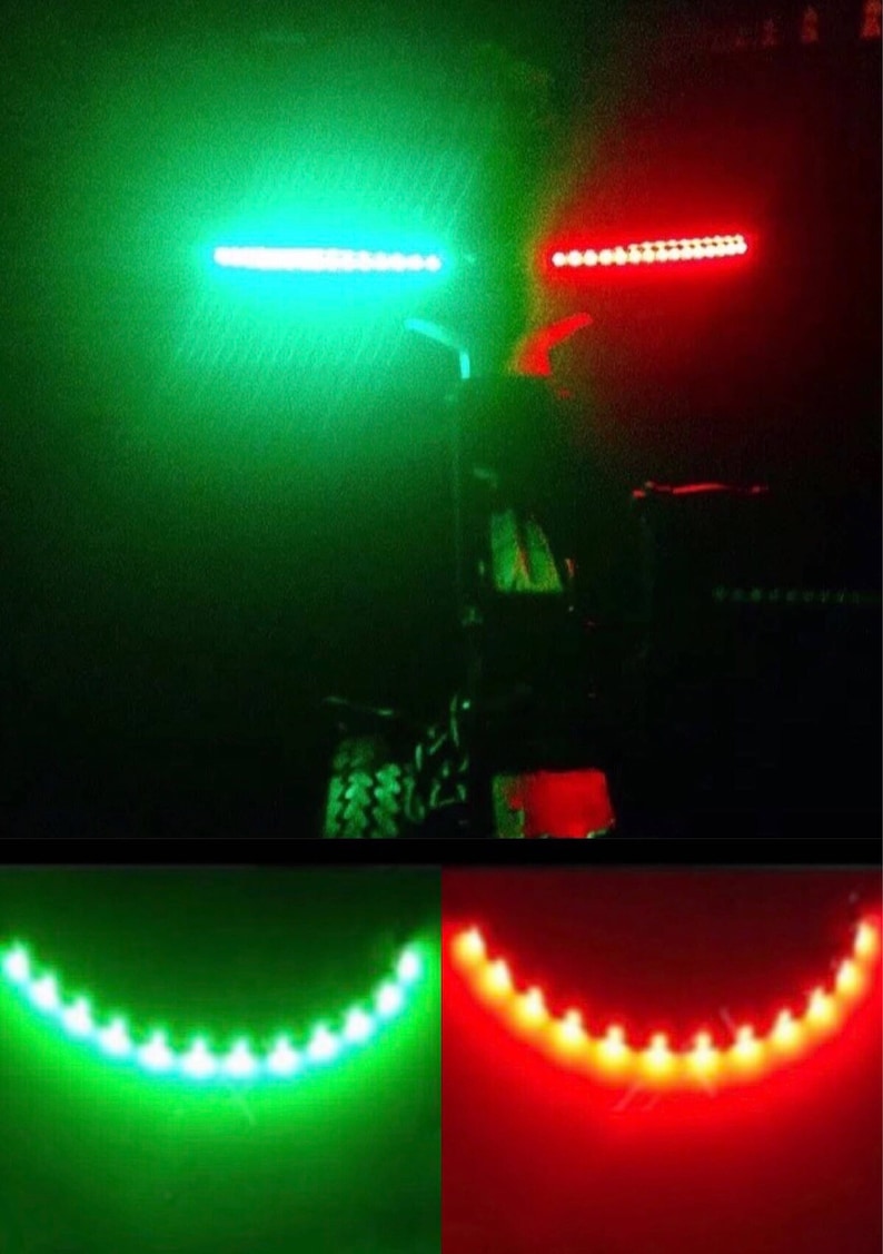 Red and Green LED Navigation Lights Pair Waterproof Boat Bow NAV Front ...