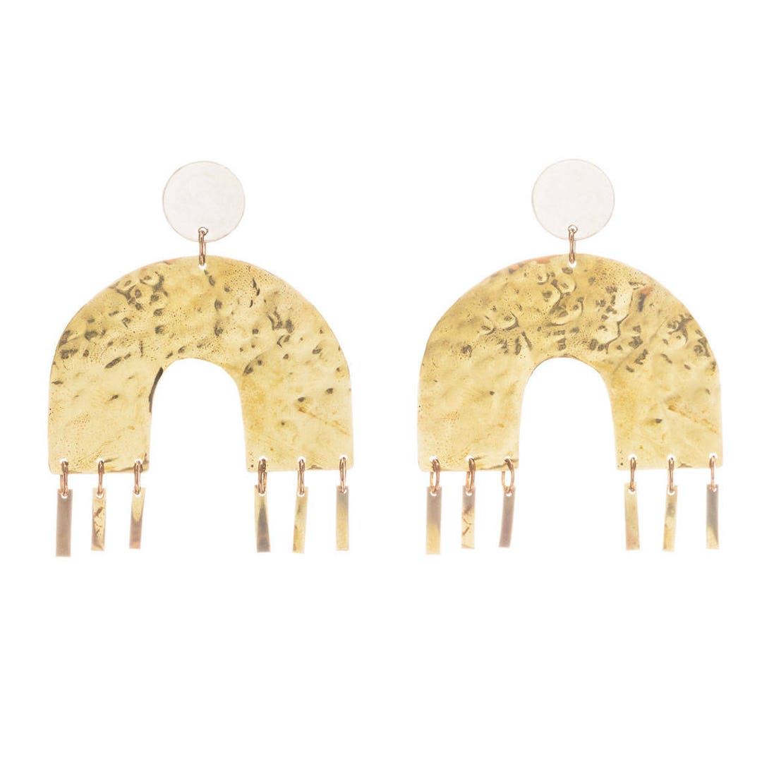 Gold Arc Earrings, Modern Memphis Studs, Handmade Australian Statement ...
