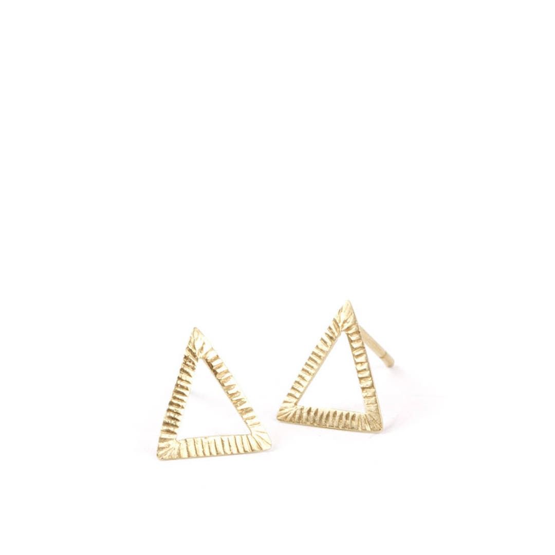 14K Gold Triangle Earrings / Contemporary Jewellery / Gifts - Etsy
