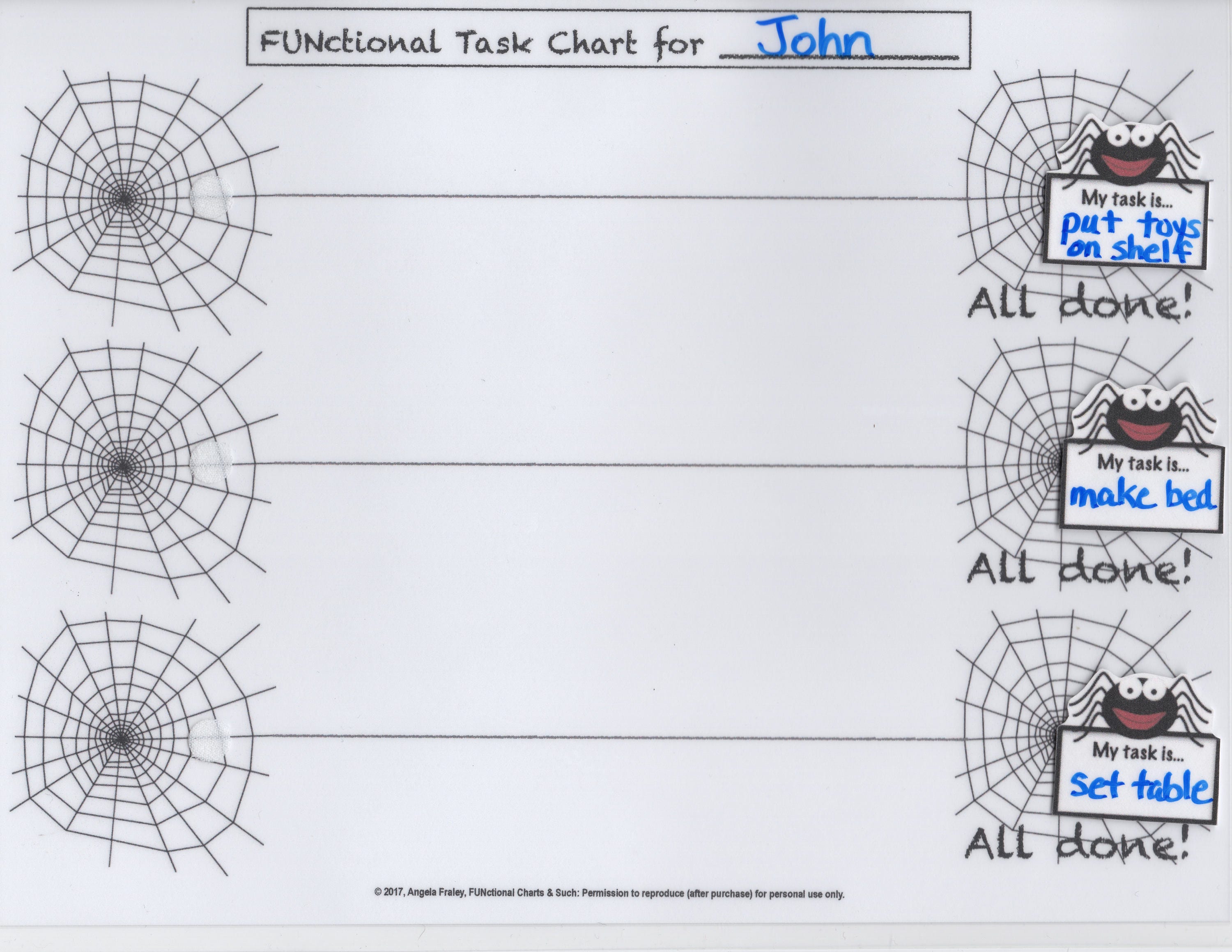 Spider Webs Functional Task Chart for Kids! - Etsy UK