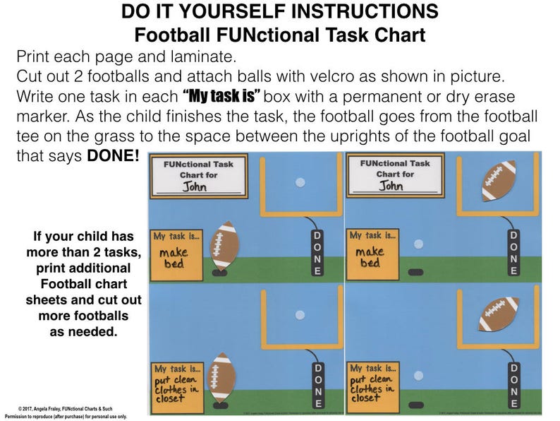 Football Functional Task Chart for Kids! - Etsy