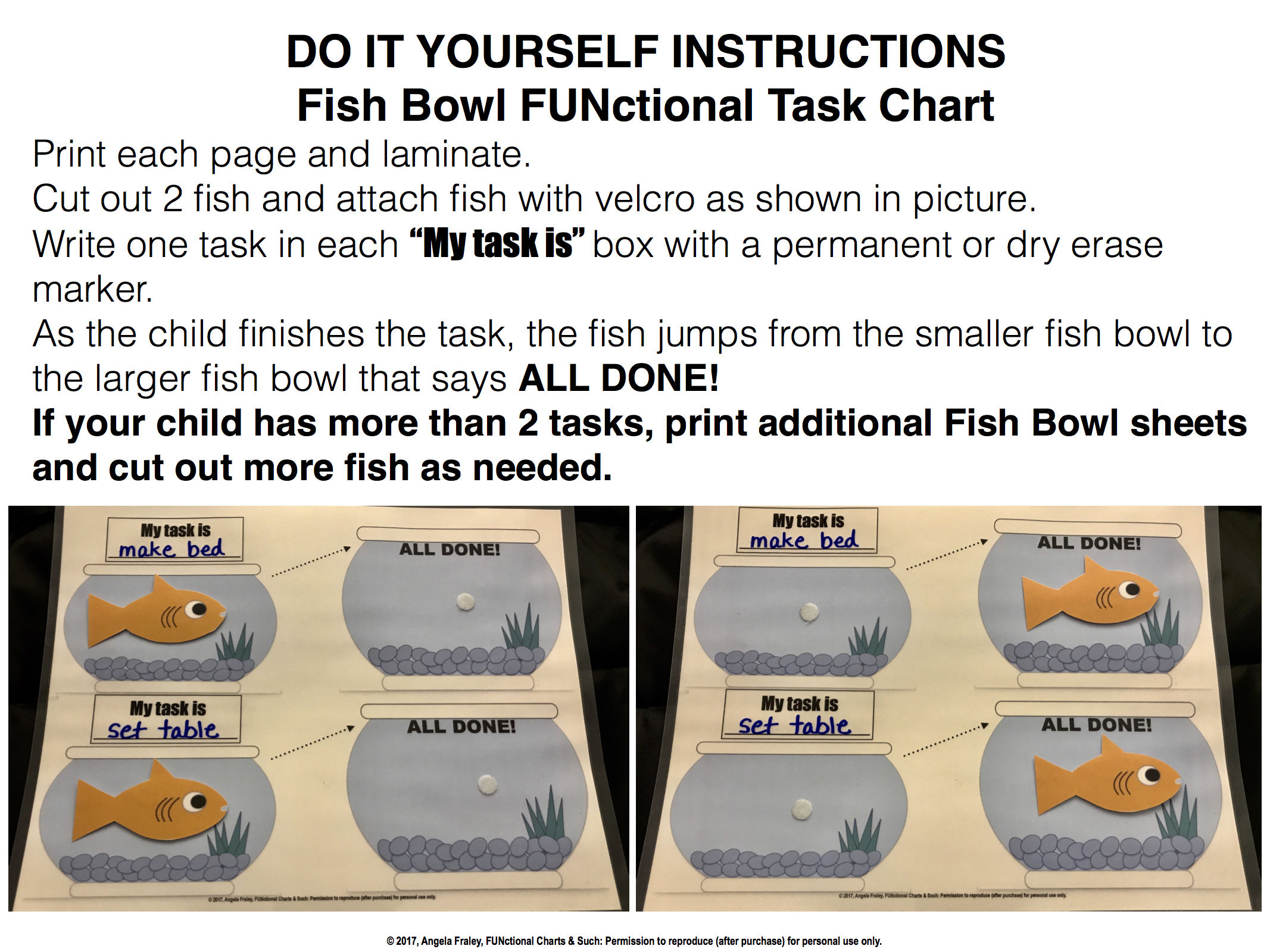 Fish Bowl Functional Task Chart for Kids - Etsy