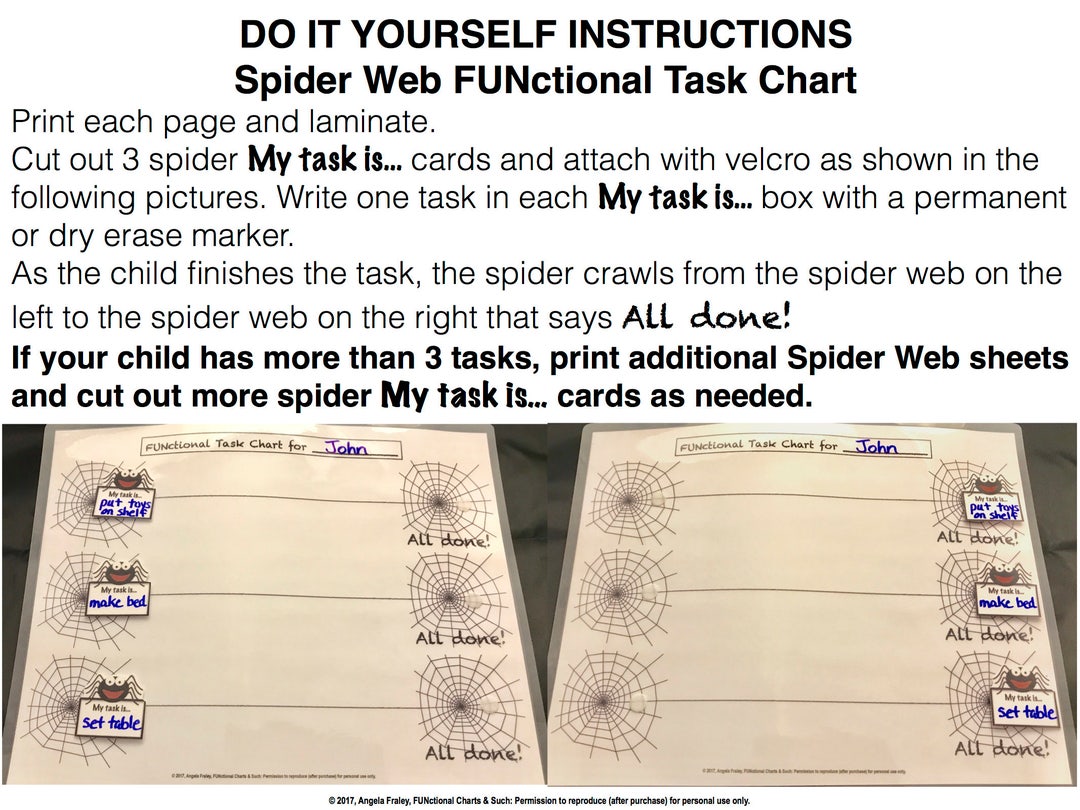 Spider Webs Functional Task Chart for Kids! - Etsy