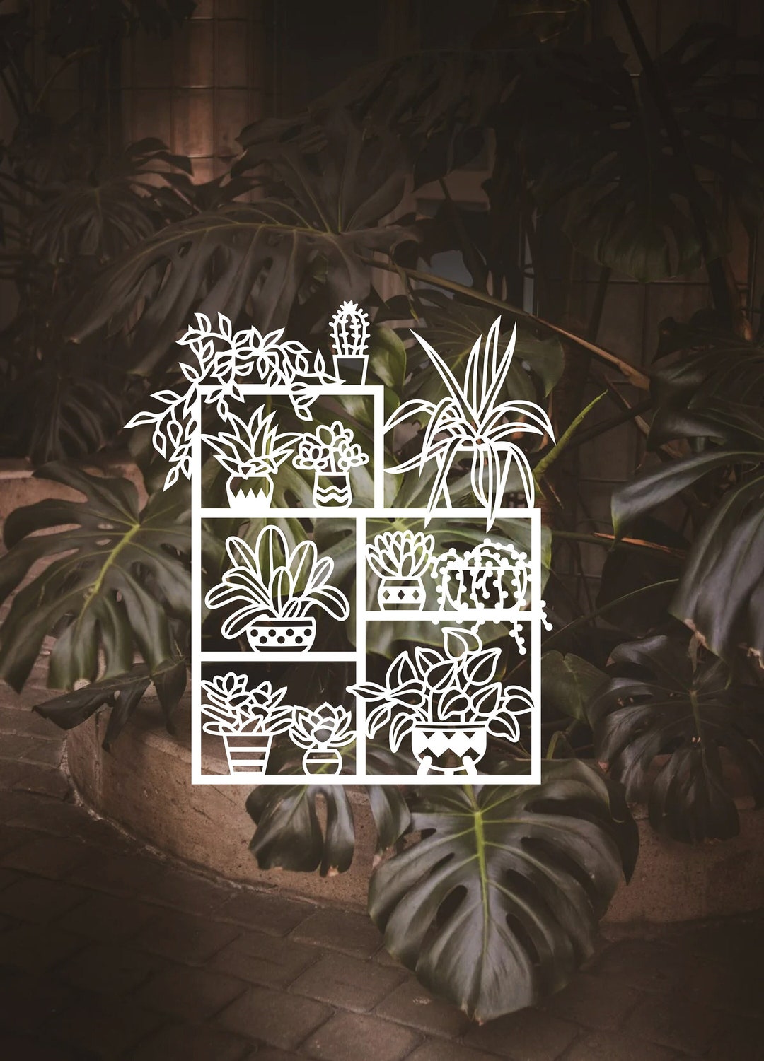 House Plants Vinyl Decal: Plants on Shelf - Etsy