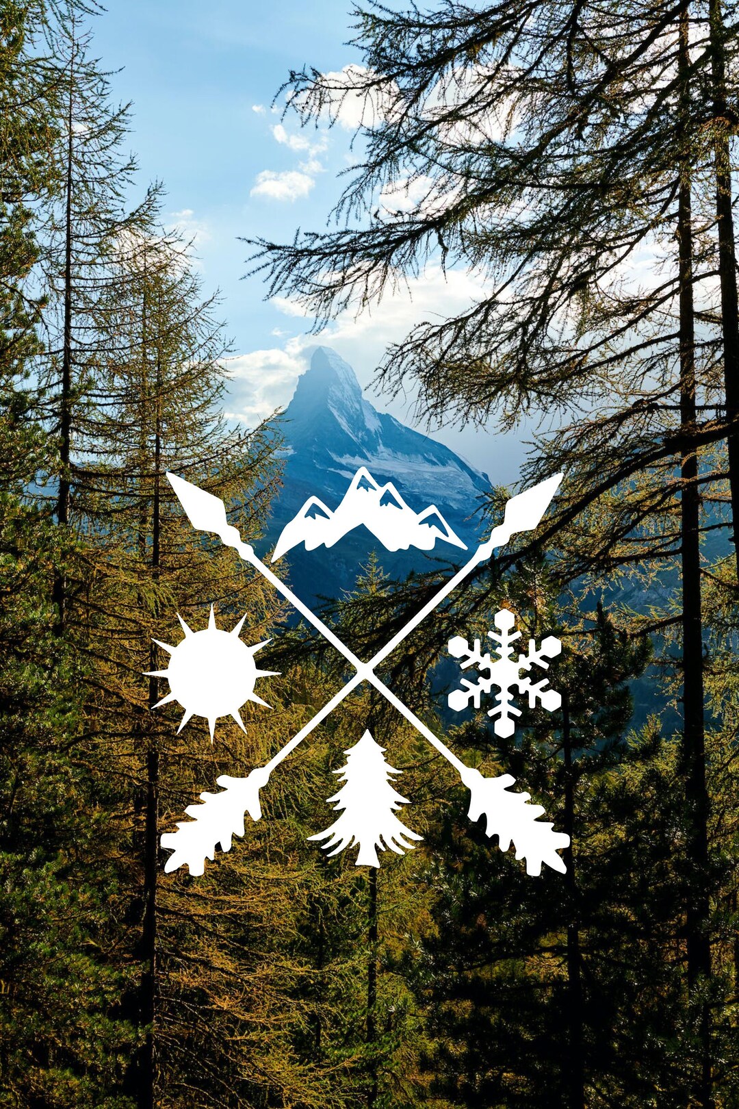 Mountain Icon Vinyl Decal: Crossed Arrows Car Laptop Sticker - Etsy