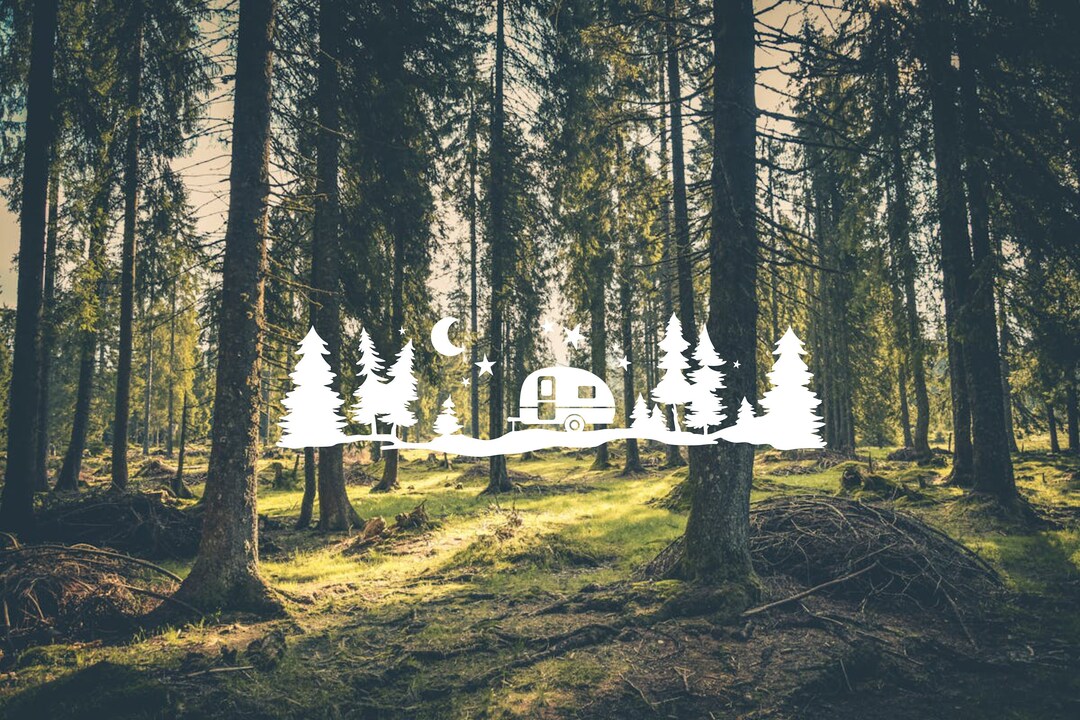 Camping Scene Vinyl Decal | Design Choices, Tent Bear Family or Camper ...