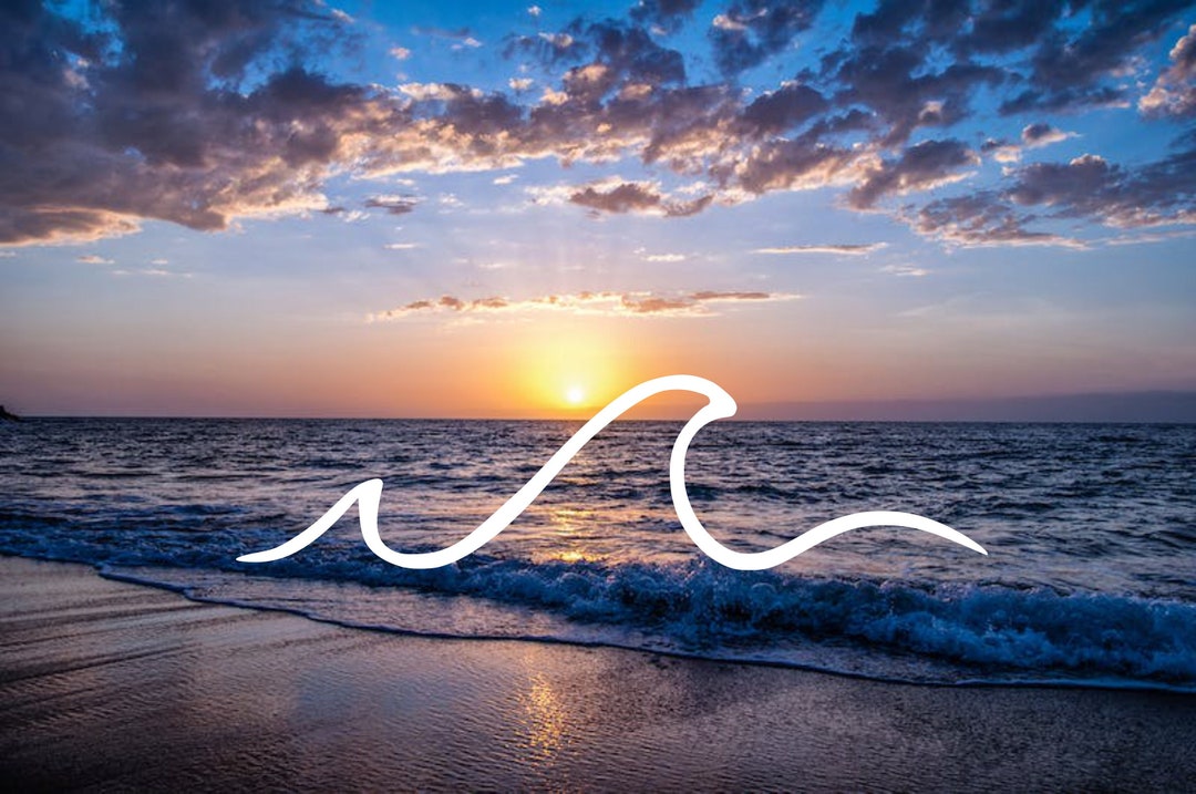 Simple Wave Vinyl Decal | Line Drawing Wave Decal | Ocean Wave Decal ...