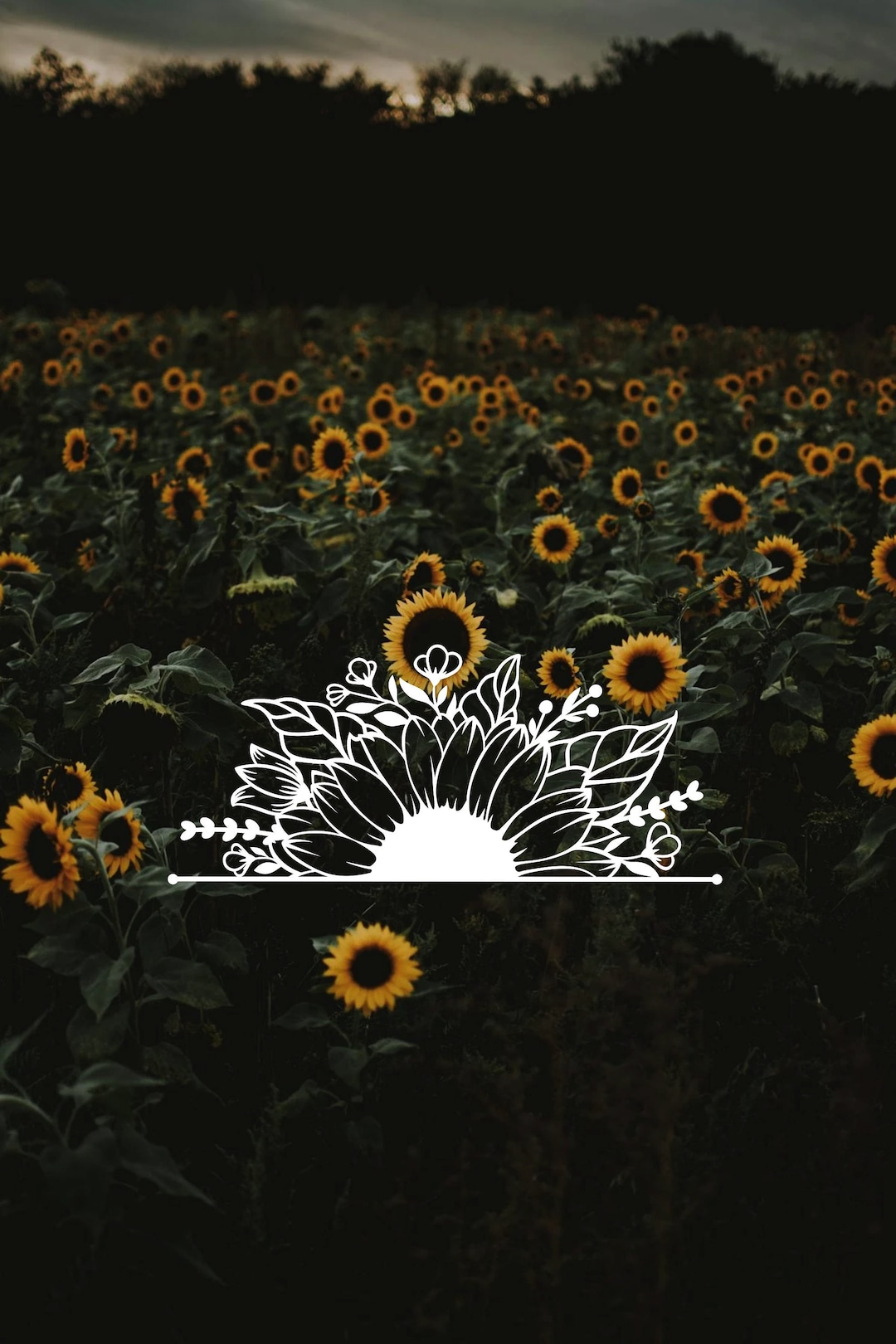 Split Sunflower Vinyl Decal: Laptop, Car, Tumbler Garden Decor - Etsy