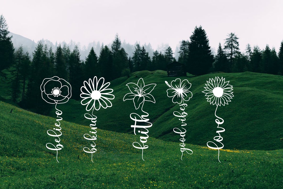 Word Flowers Vinyl Decal | Inspirational Flowers Decal | Flowers With ...