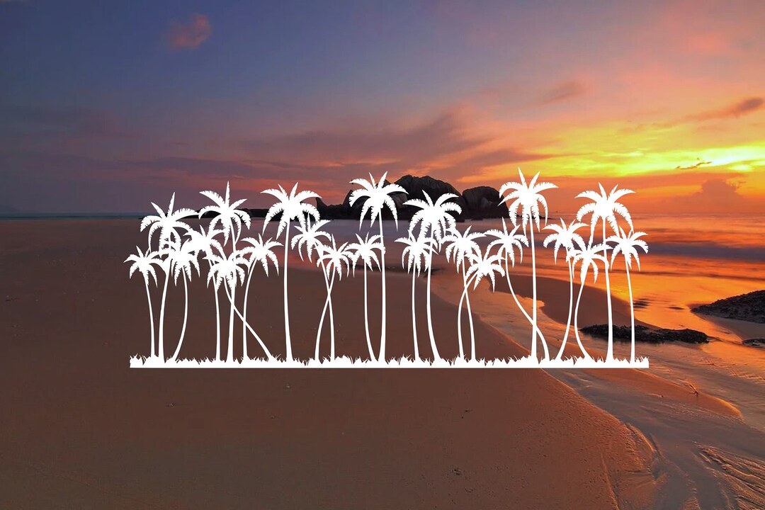 Palm Tree Row Vinyl Decal: Car, Laptop, Window - Etsy