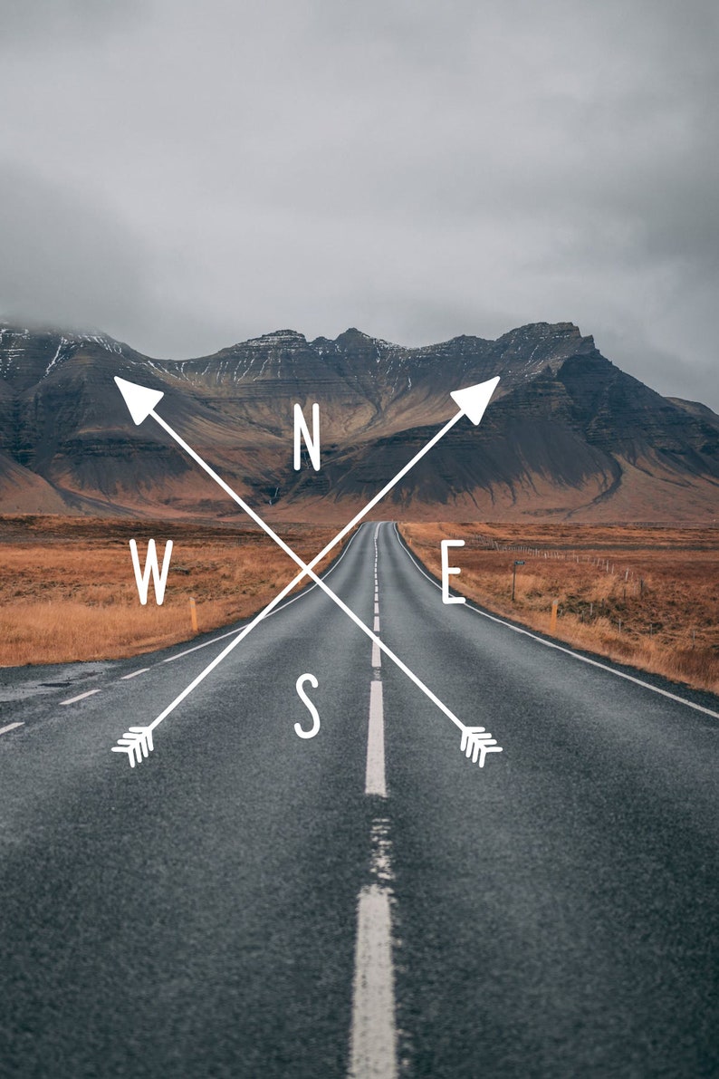 Simple Line Compass Vinyl Decal Line Compass Decal Compass - Etsy