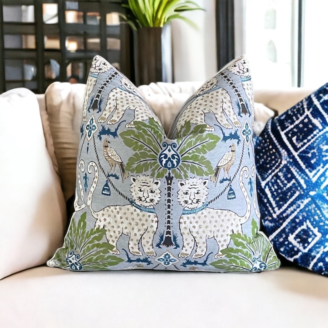 Jaguar Print Throw Pillow Cover: Tropical Palm Tree Accent - Etsy