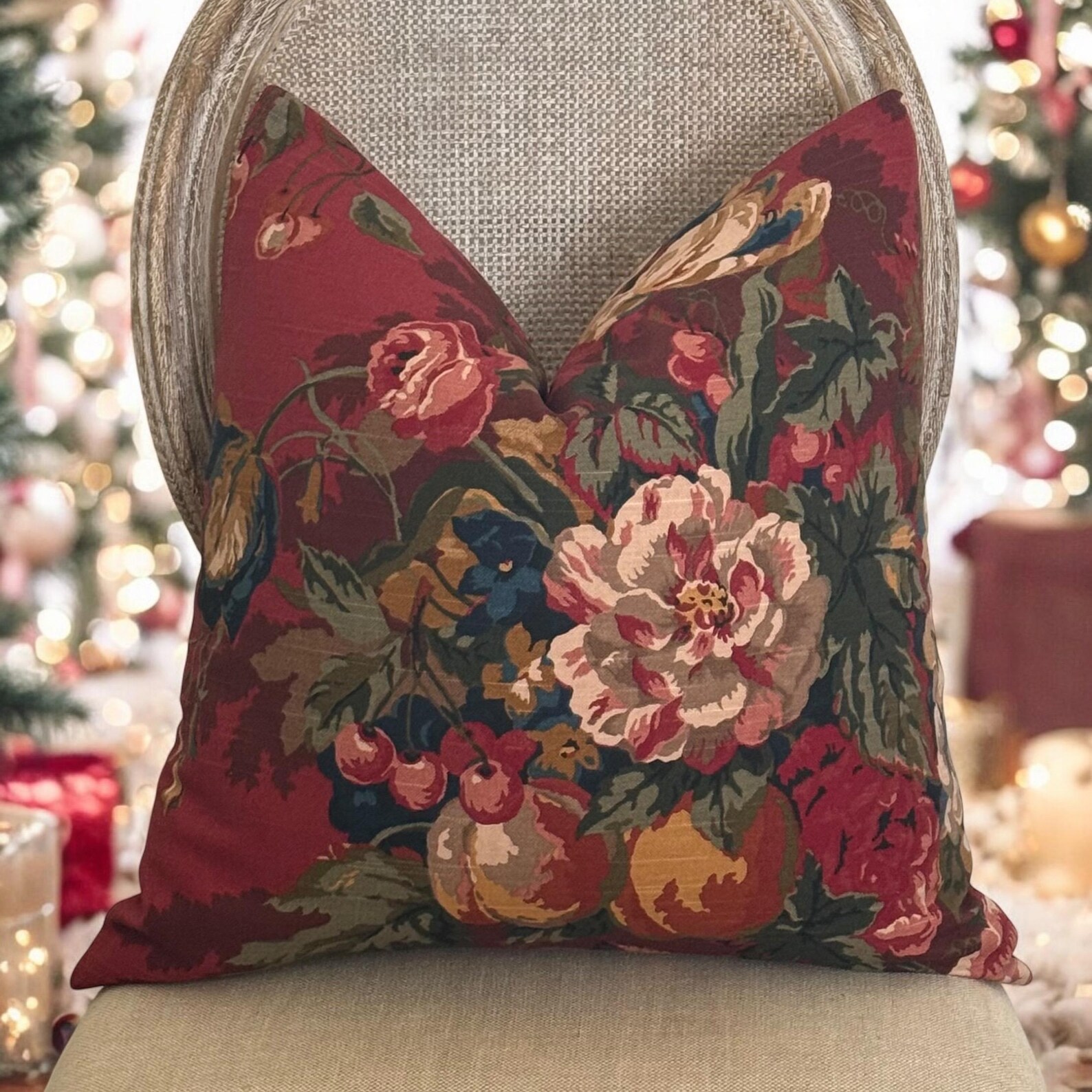 Crimson Queensland Throw Pillow Cover 18x18, 20x20, 22x22, 24x24 Fruit ...